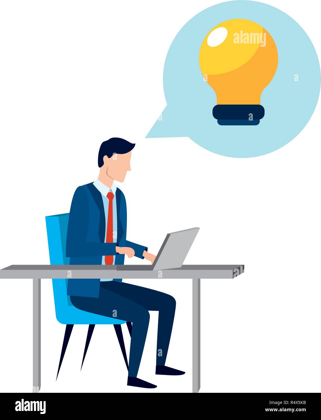 successful businessman avatar with laptop over desk thinking idea ...