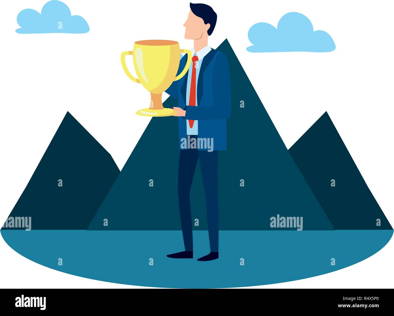 successful businessman avatar in front mountains cartoon vector ...