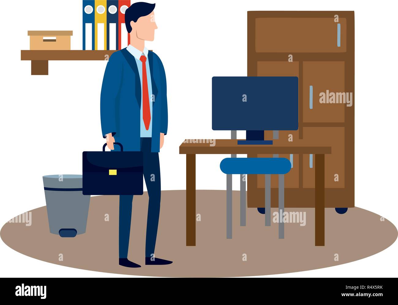 successful businessman avatar working inside office cartoon vector ...