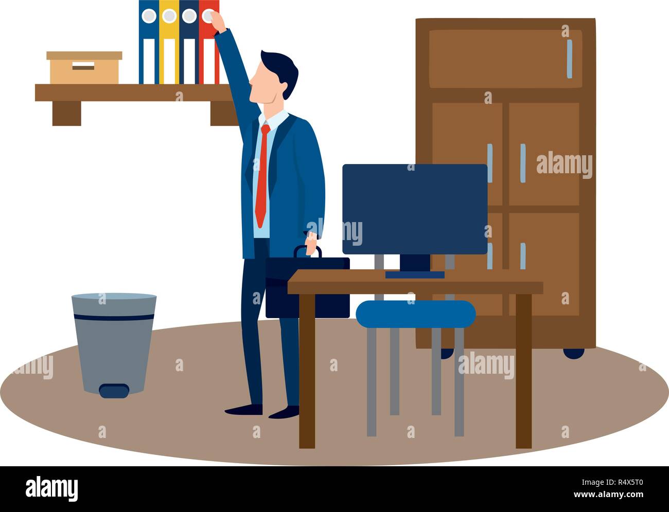 successful businessman avatar working inside office cartoon vector ...