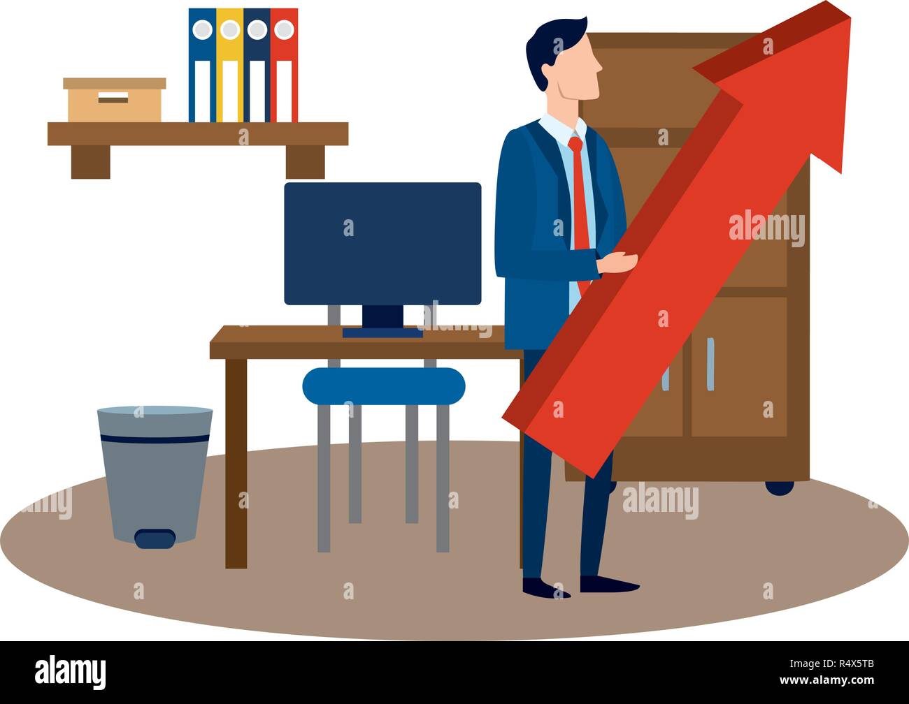successful businessman avatar working inside office cartoon vector ...