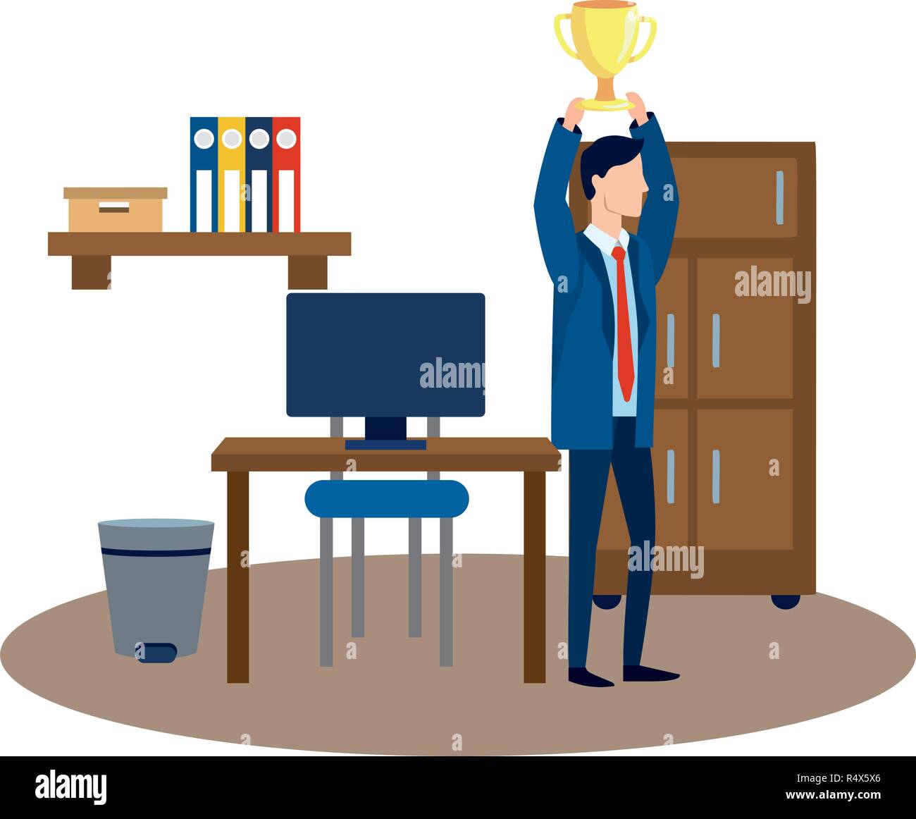 successful businessman avatar working inside office cartoon vector ...