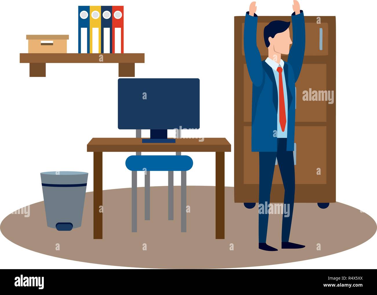 successful businessman avatar working inside office cartoon vector ...