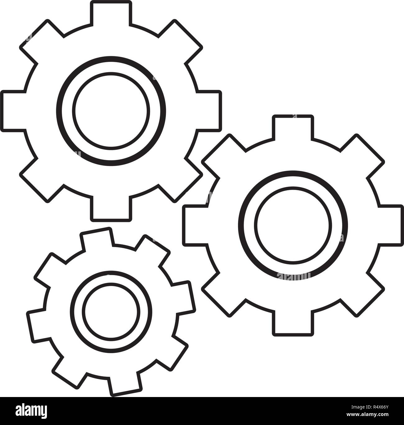 Cartoon gear construction engine work Black and White Stock Photos ...