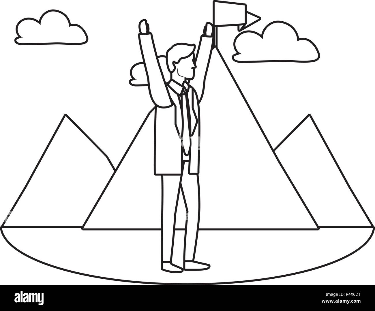 successful businessman avatar in front mountain cartoon vector ...