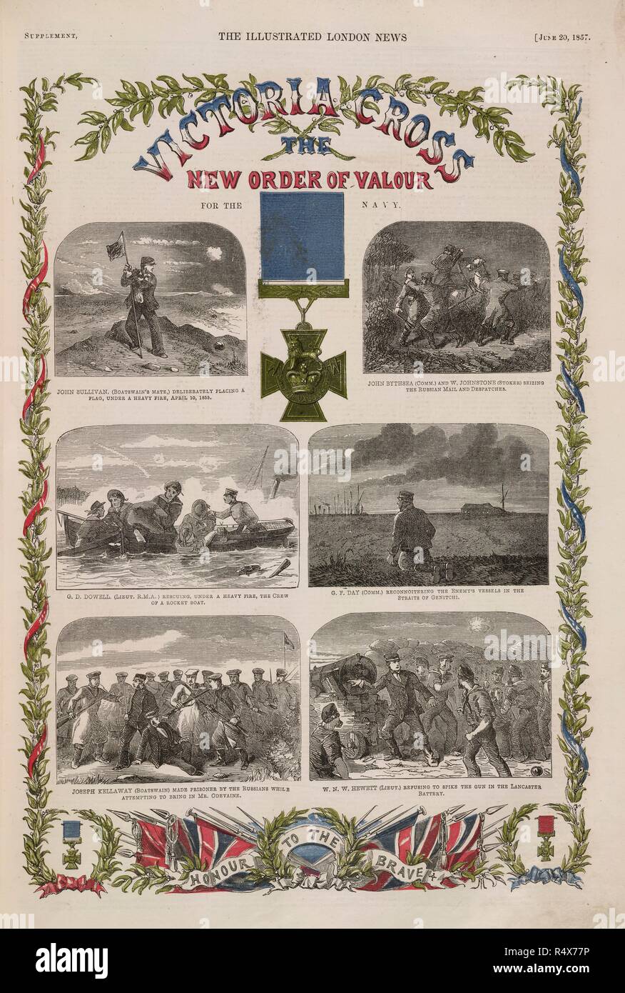'Victoria Cross, the new order of valour for the Navy'. Those mentioned ...