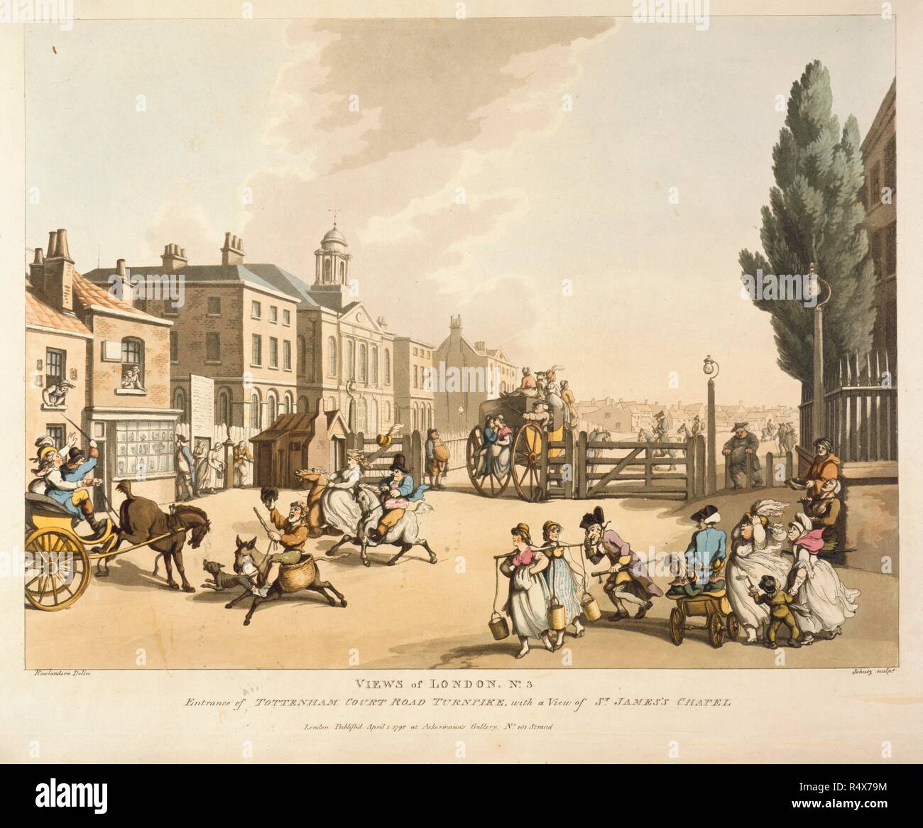 Views of London No.3. Entrance of Tottenham Court Road Turnpike, with a ...