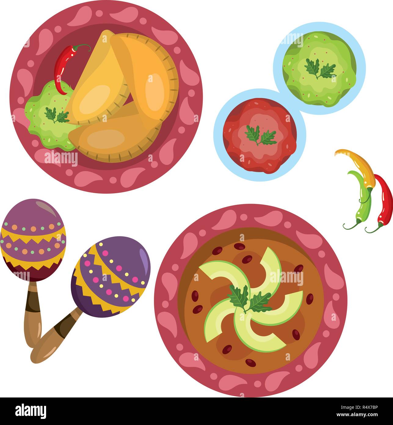 delicious mexican food cartoon vector illustration graphic design Stock ...