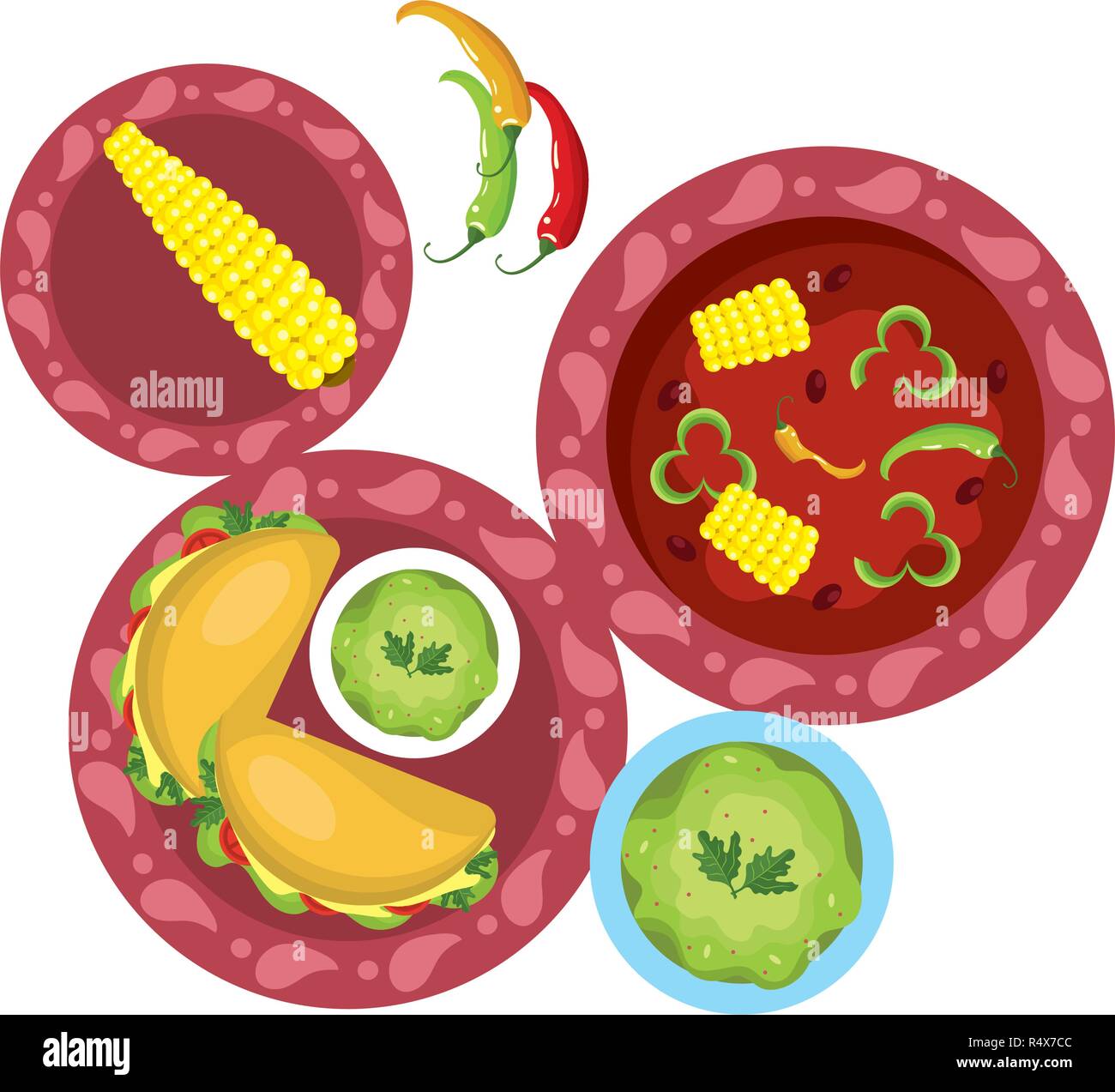 delicious mexican food cartoon vector illustration graphic design Stock ...