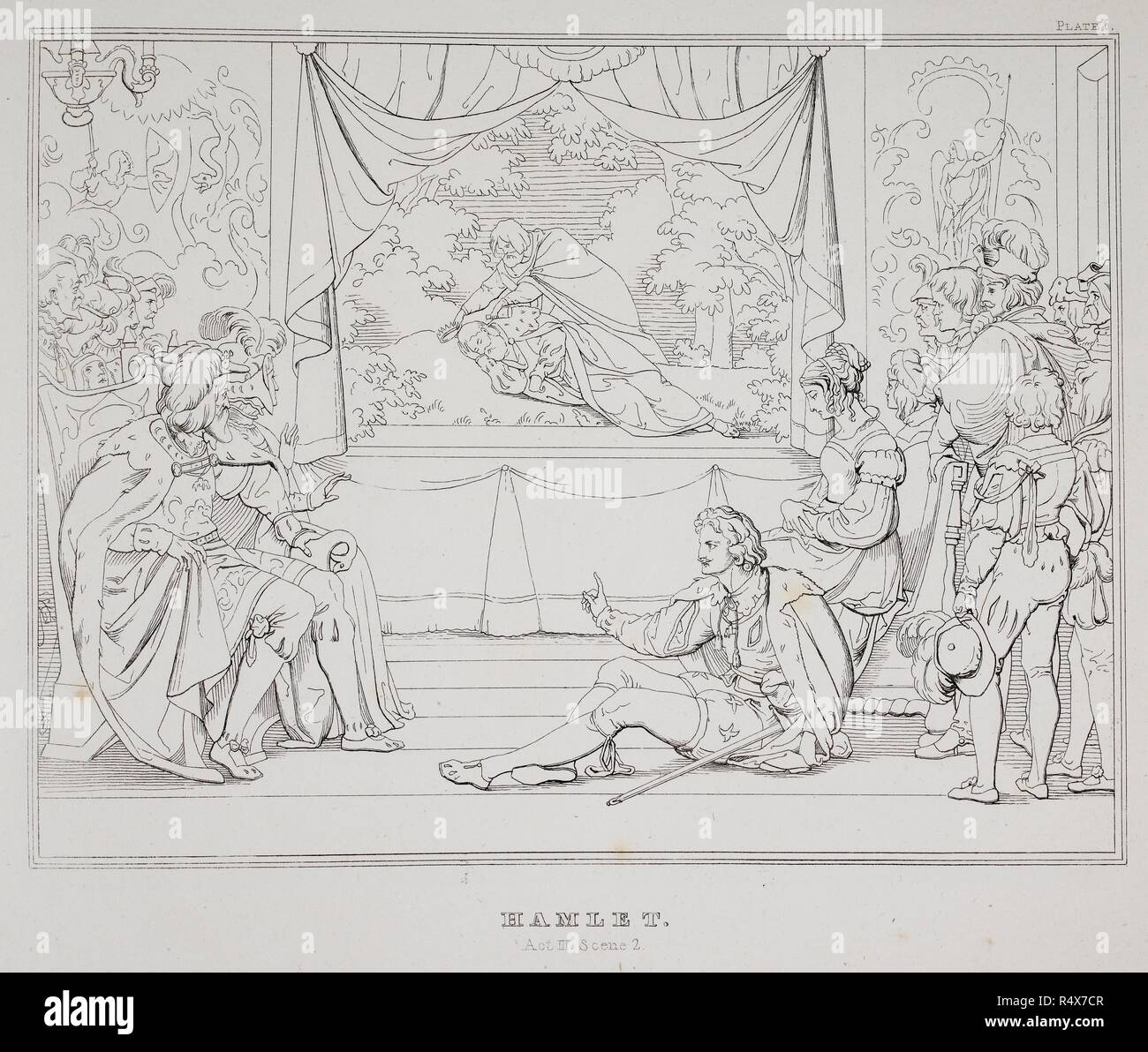 Scene from the Play Hamlet by William Shakespeare. A tragedy. Drawing ...