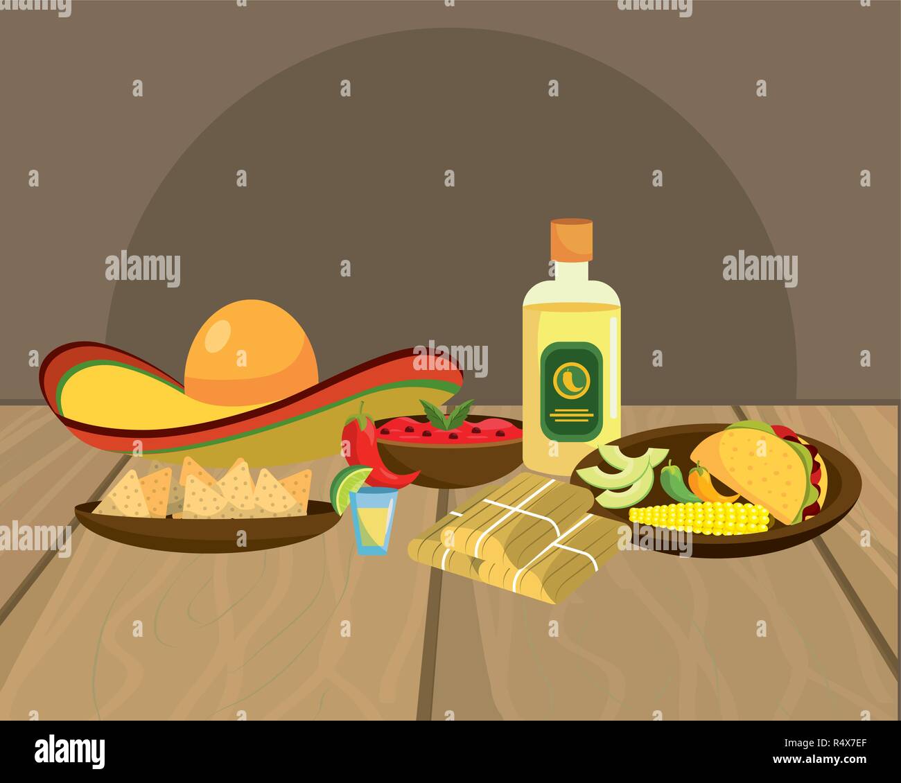 delicious mexican food cartoon vector illustration graphic design Stock ...
