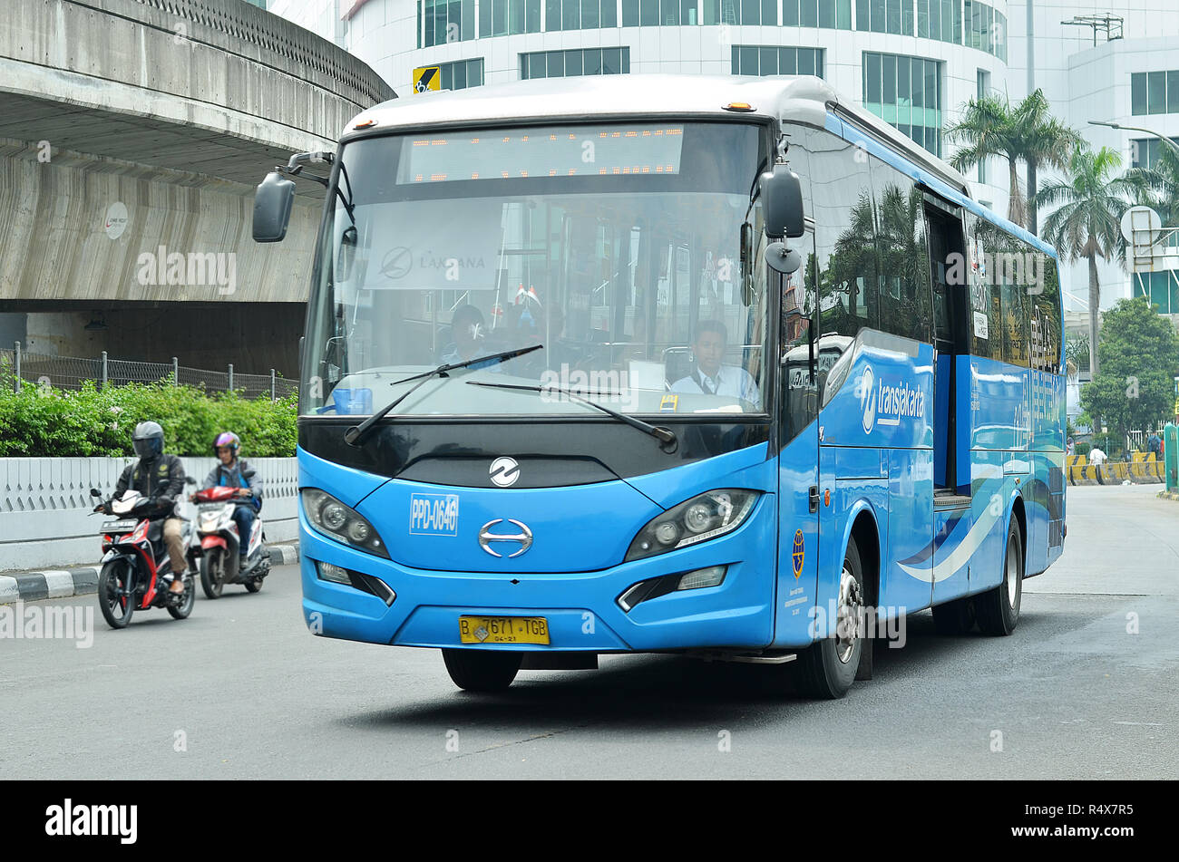 Trans Jakarta Bus, at near Blok M bus terminal Stock Photo - Alamy