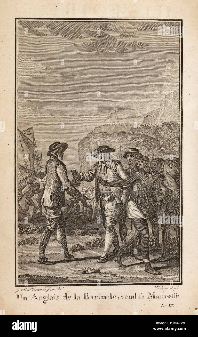 'An Englishman in Barbados sells his mistress'. A plate from a history ...