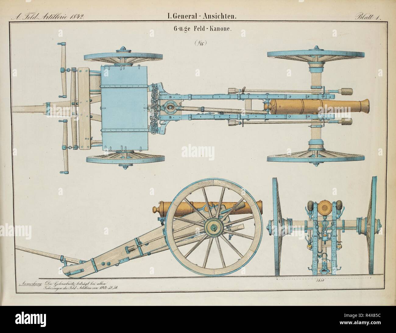Drawings of 19th century German artillery machines, guns and cannon ...