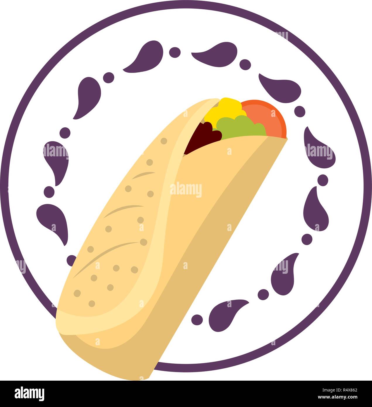 mexican food burrito over round label emblem Stock Vector Image & Art ...