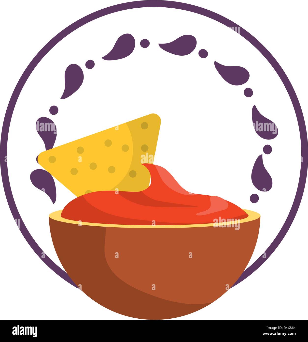 mexican nacho in chilli over round label emblem Stock Vector Image ...