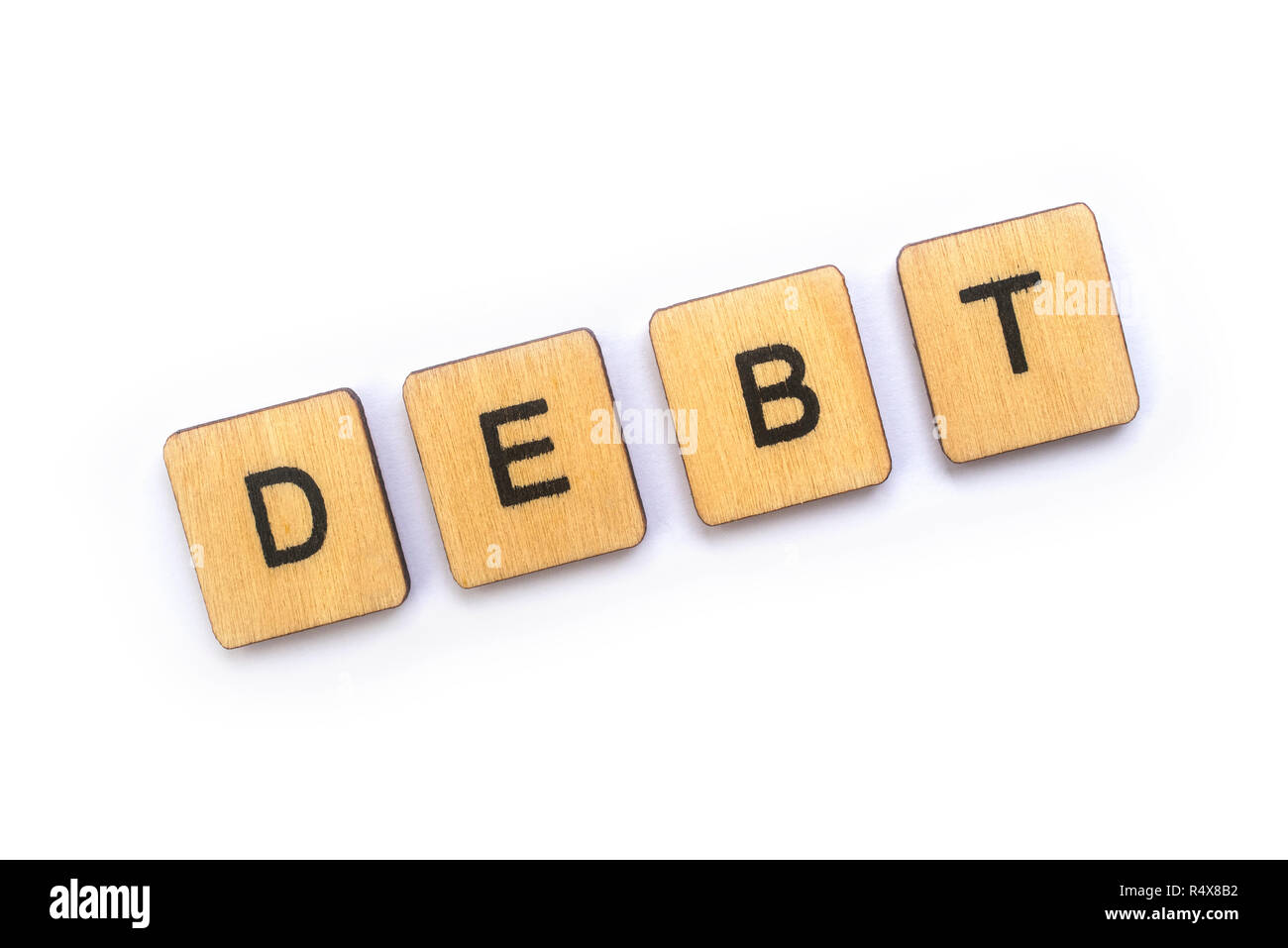 Debt red word letters Cut Out Stock Images & Pictures - Alamy