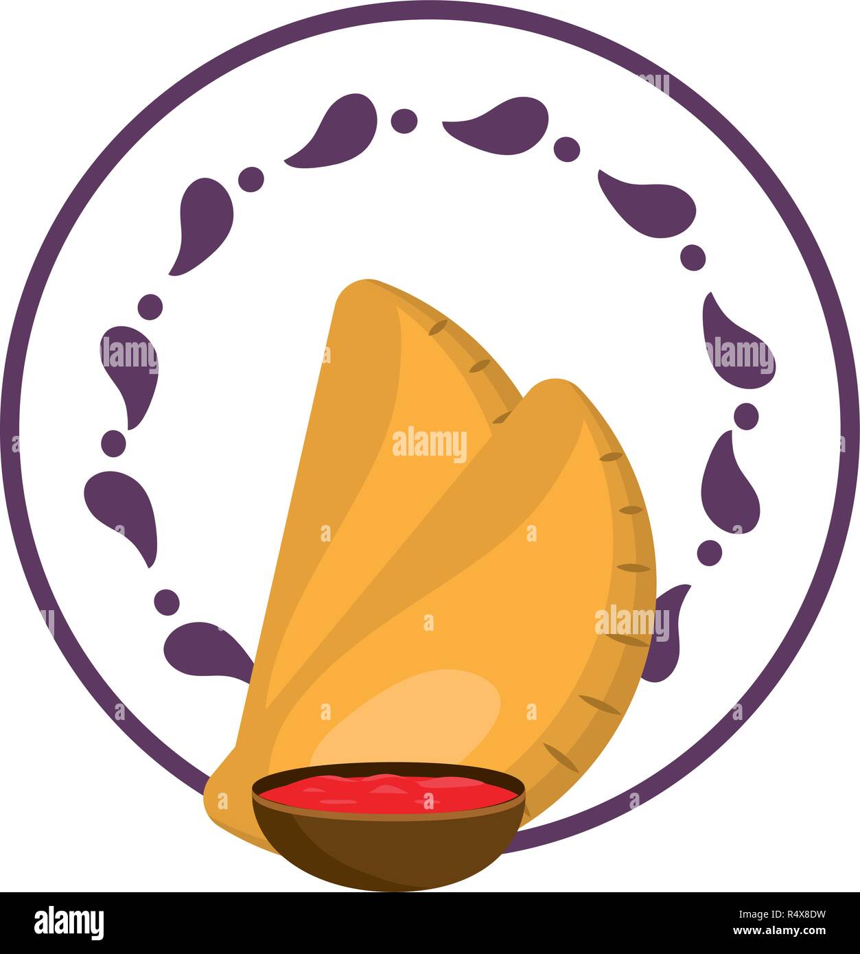 mexican food empanadas and chilli over round label emblem Stock Vector ...