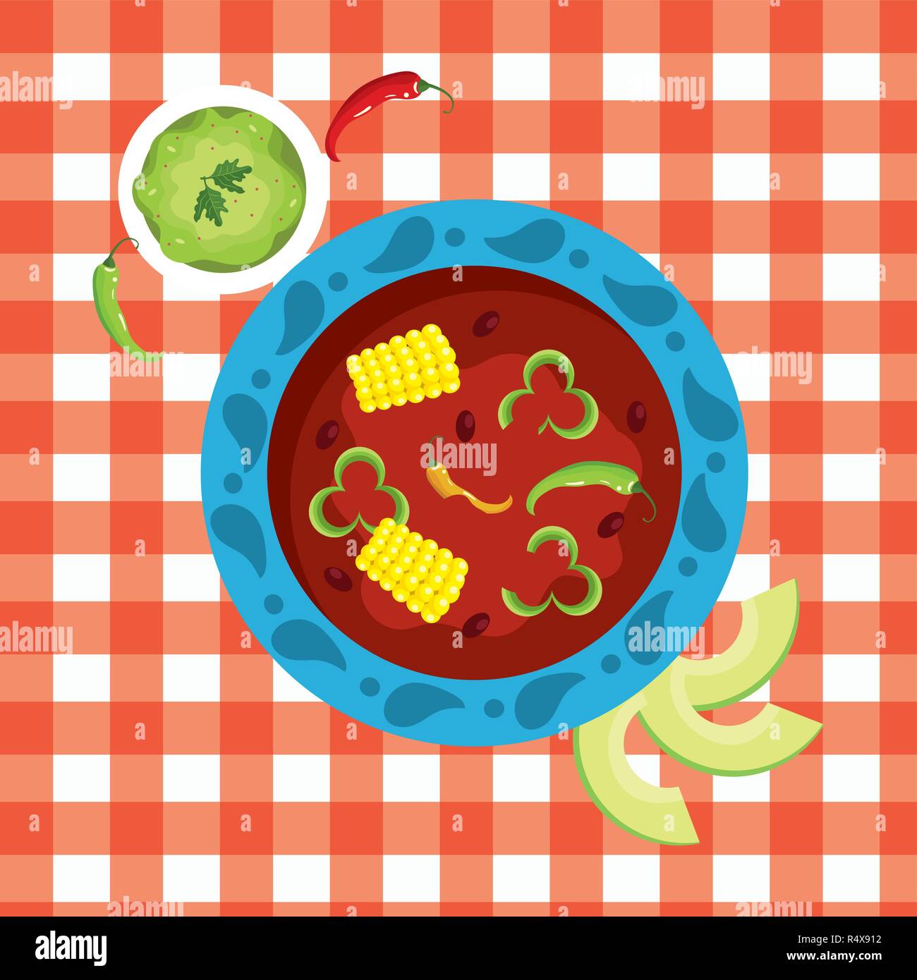 delicious mexican food dish on tabecloth Stock Vector Image & Art - Alamy