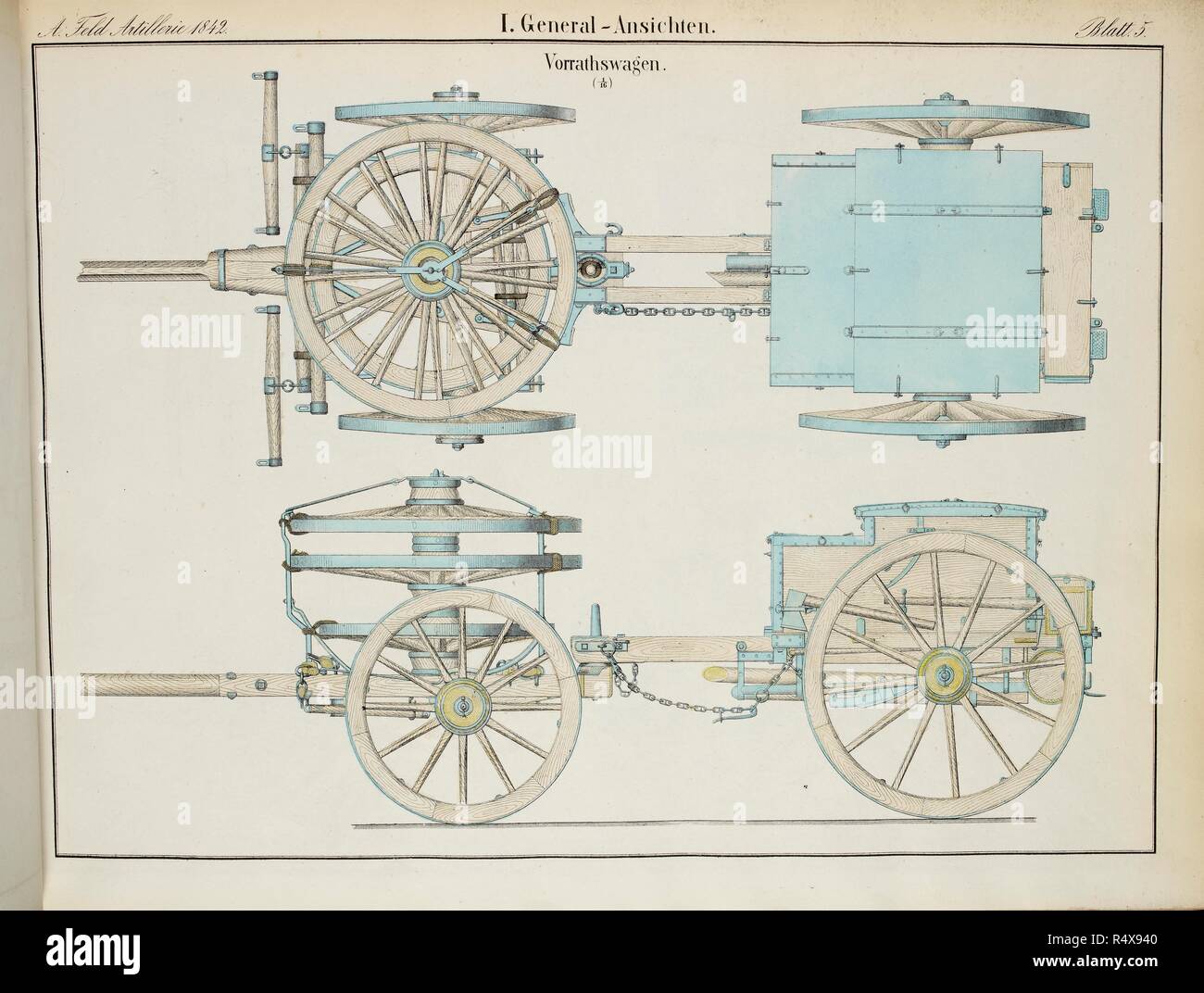 Drawings of 19th century German artillery machines, guns and cannon ...