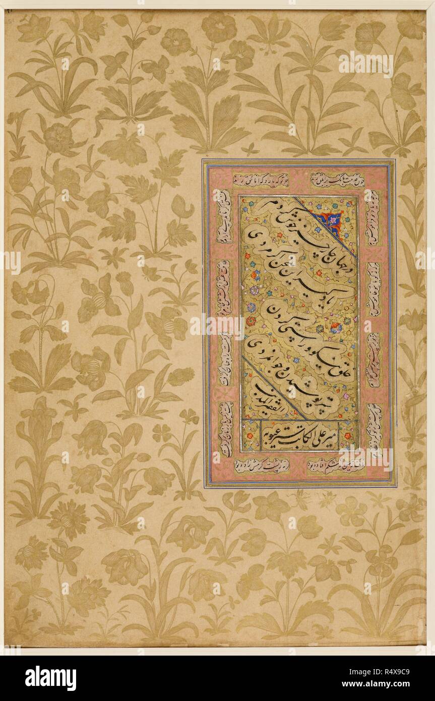 Calligraphy. Dara Shikoh. 1630-1640. Calligraphy. A gold floral ...