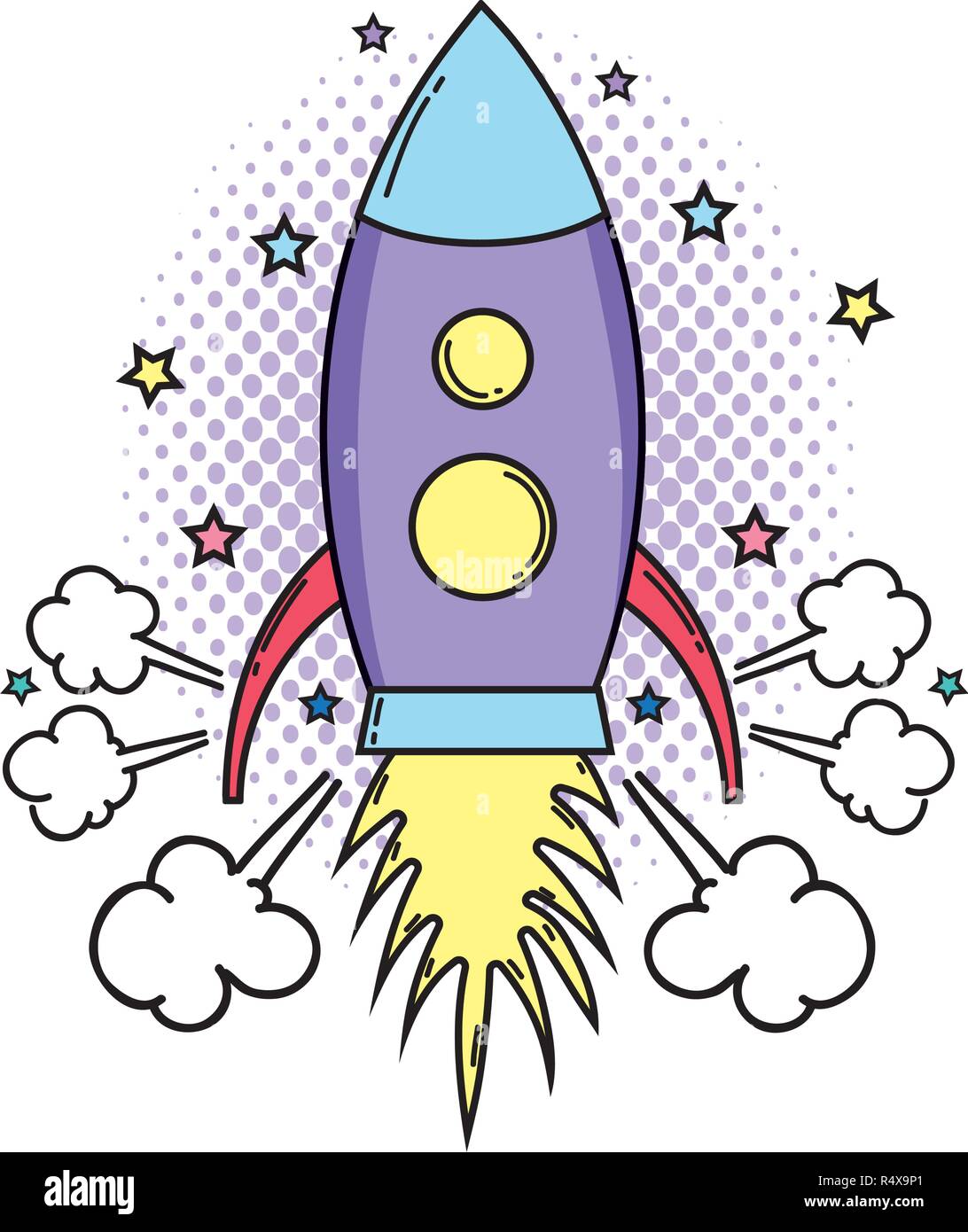 rocket flying pop art style vector illustration design Stock Vector ...