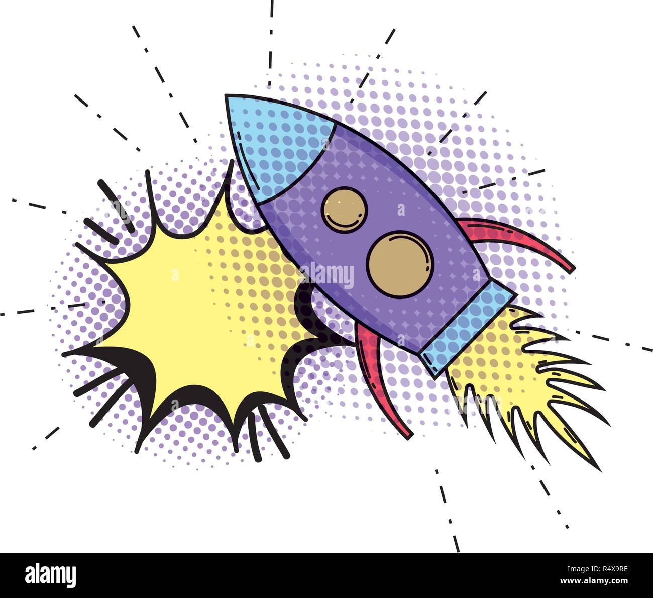rocket flying pop art style vector illustration design Stock Vector ...