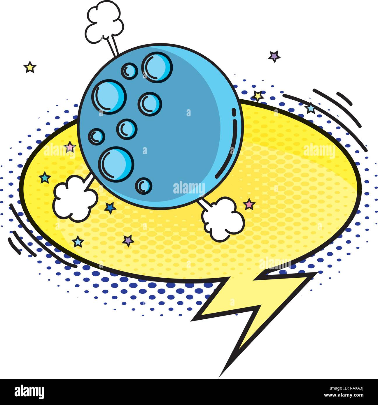 moon with speech bubble pop art style vector illustration design Stock ...
