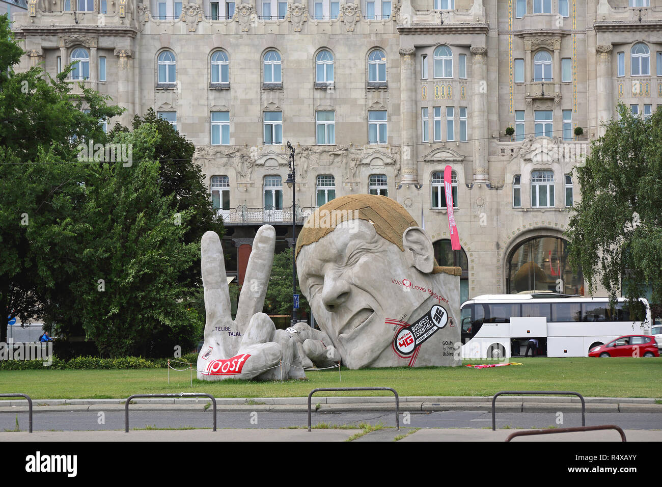 BUDAPEST, HUNGARY - JULY 13: A Giant Sculpture in Budapest on JULY 13 ...