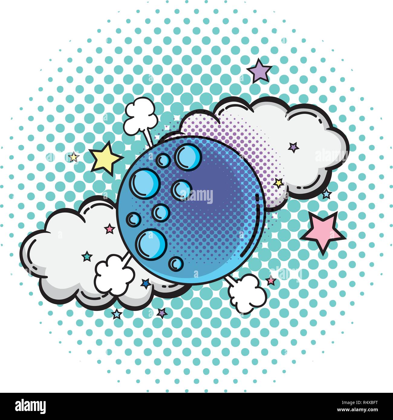 moon sphere pop art style vector illustration design Stock Vector Image ...