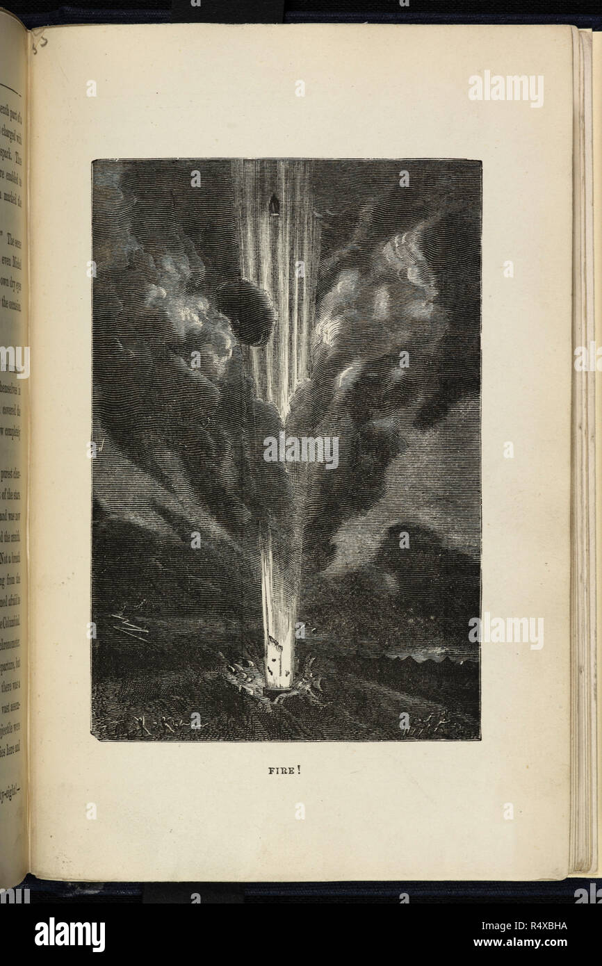 Fire'. A space capsule being fired from a cannon, Science fiction ...