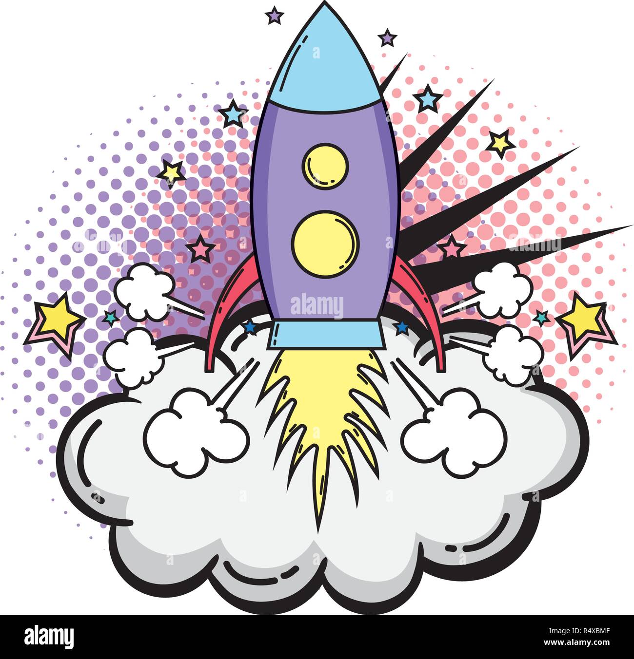 rocket flying pop art style vector illustration design Stock Vector ...