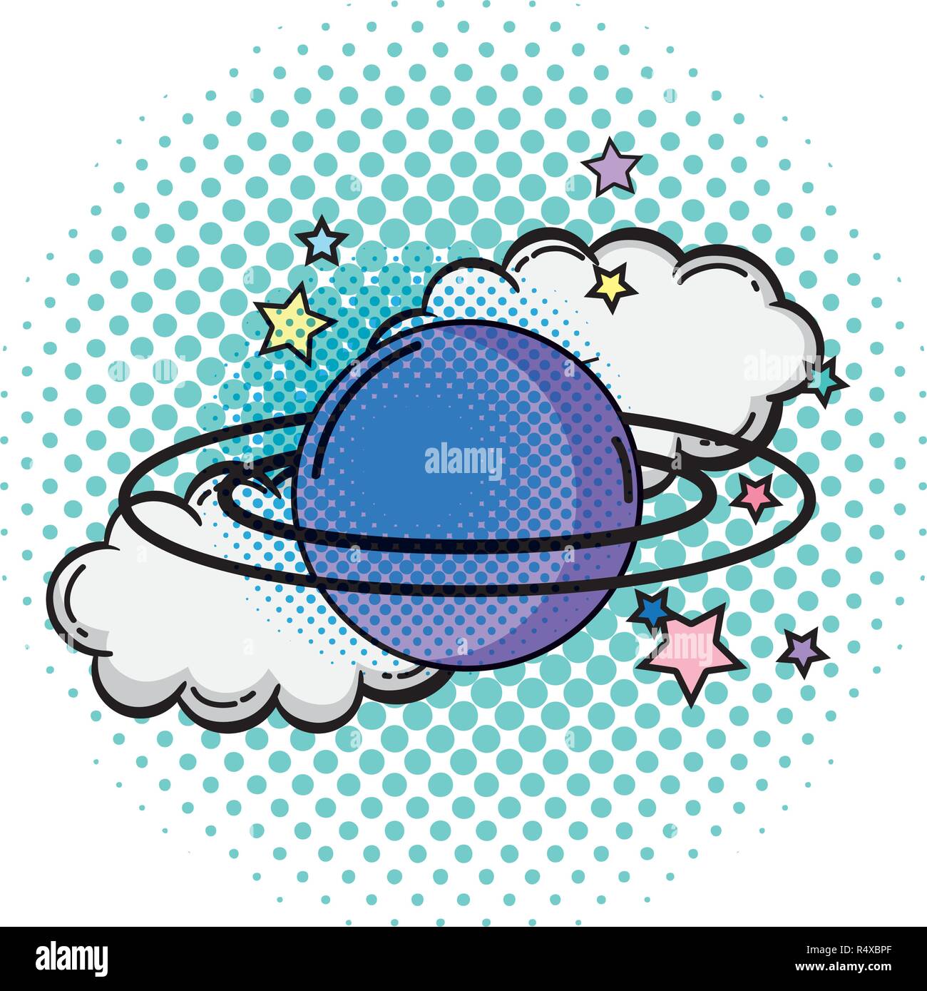 saturn planet pop art icon vector illustration design Stock Vector ...