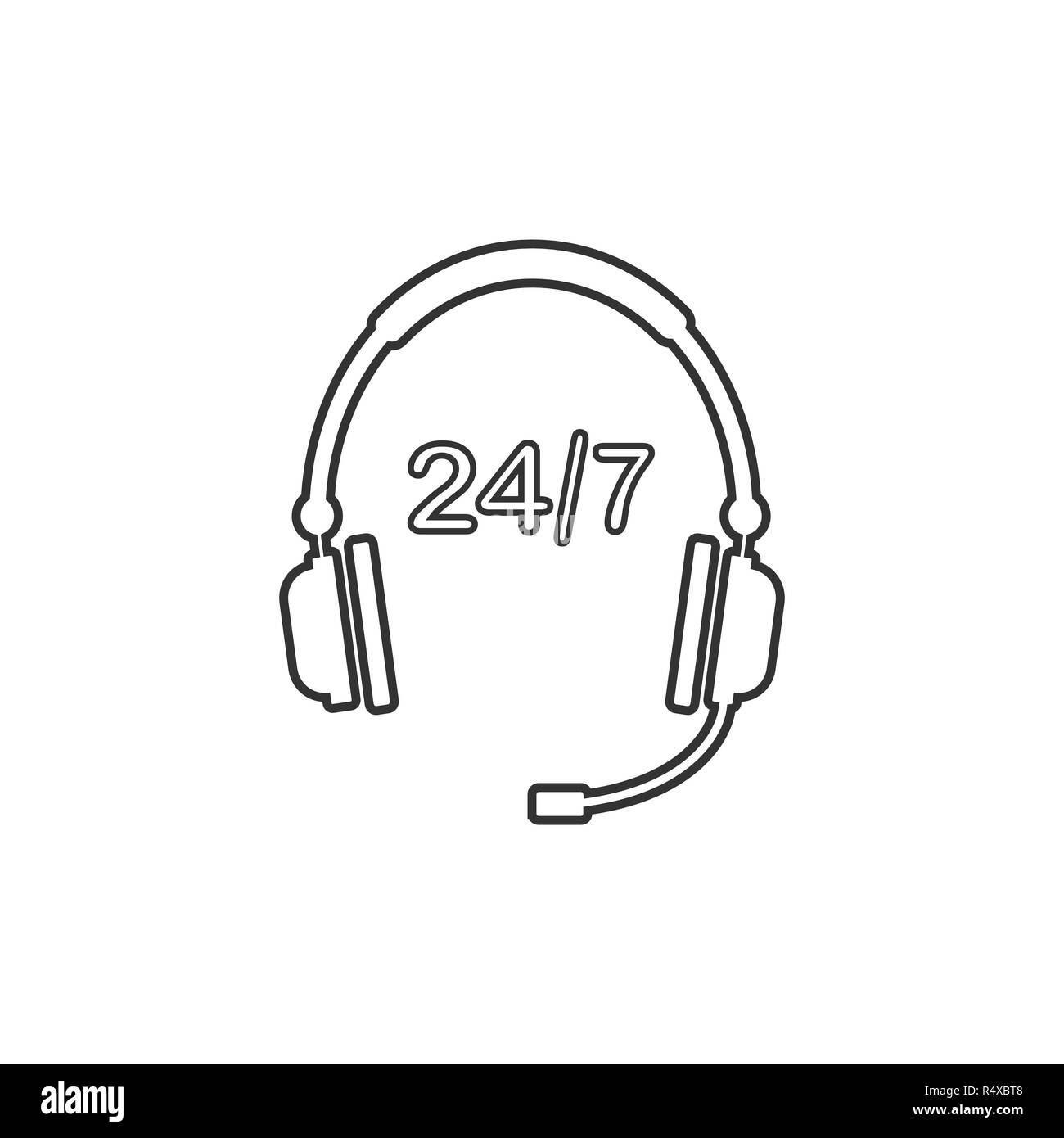 24 hour call center icon. Vector illustration, flat design Stock Vector ...