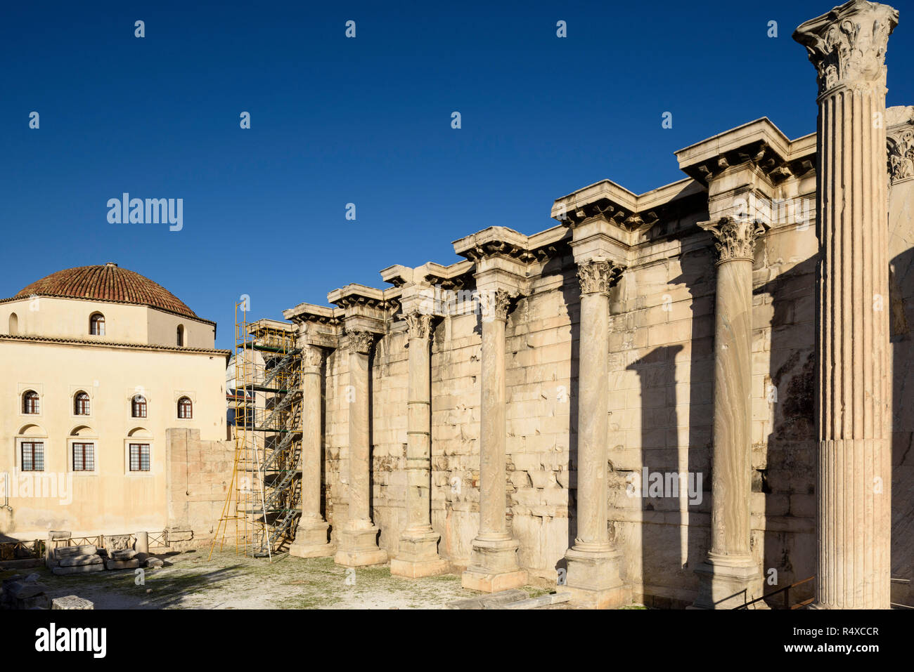 Athens. Greece. Remains of the west wall of Hadrian's Library, created ...