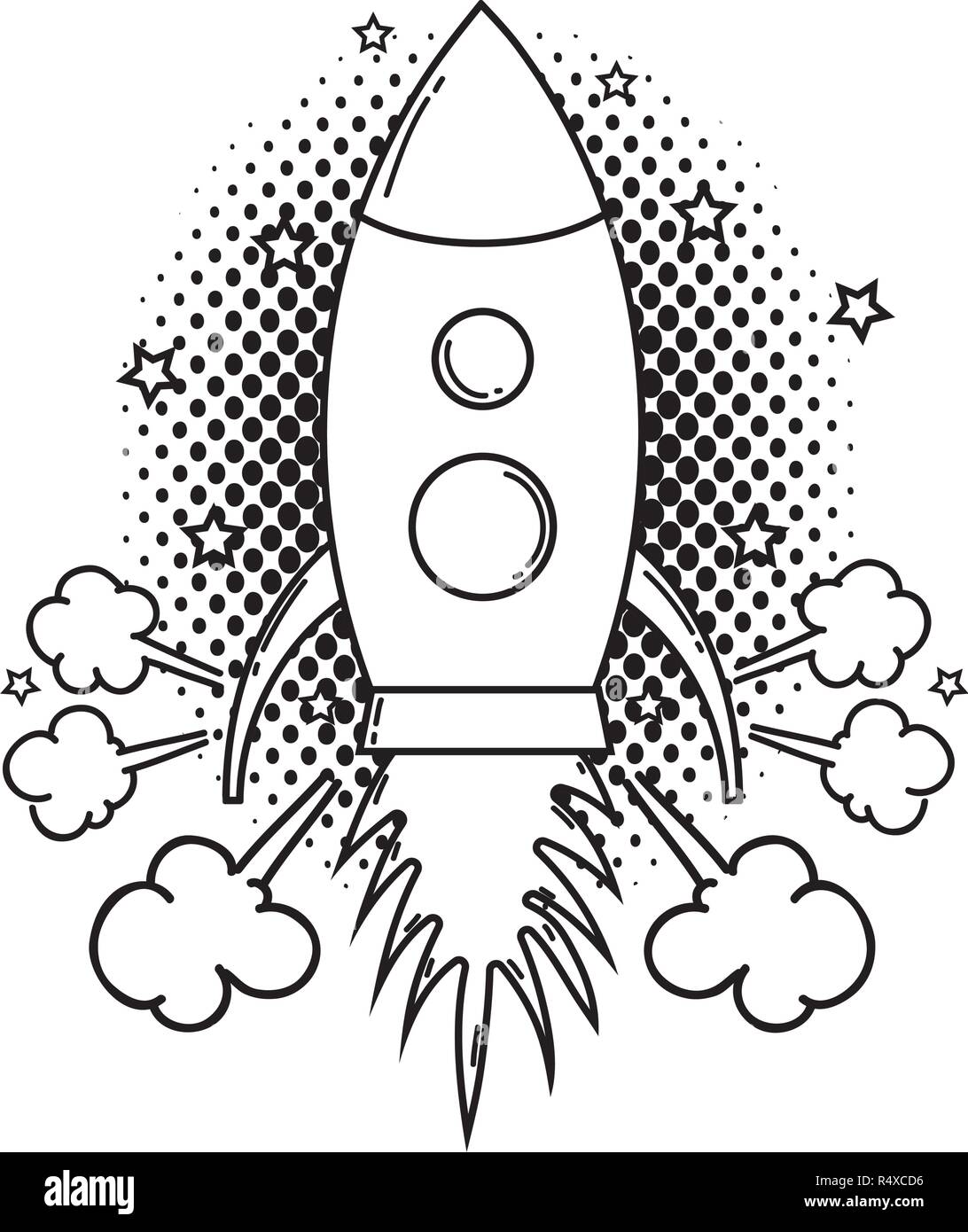 rocket flying pop art style vector illustration design Stock Vector ...