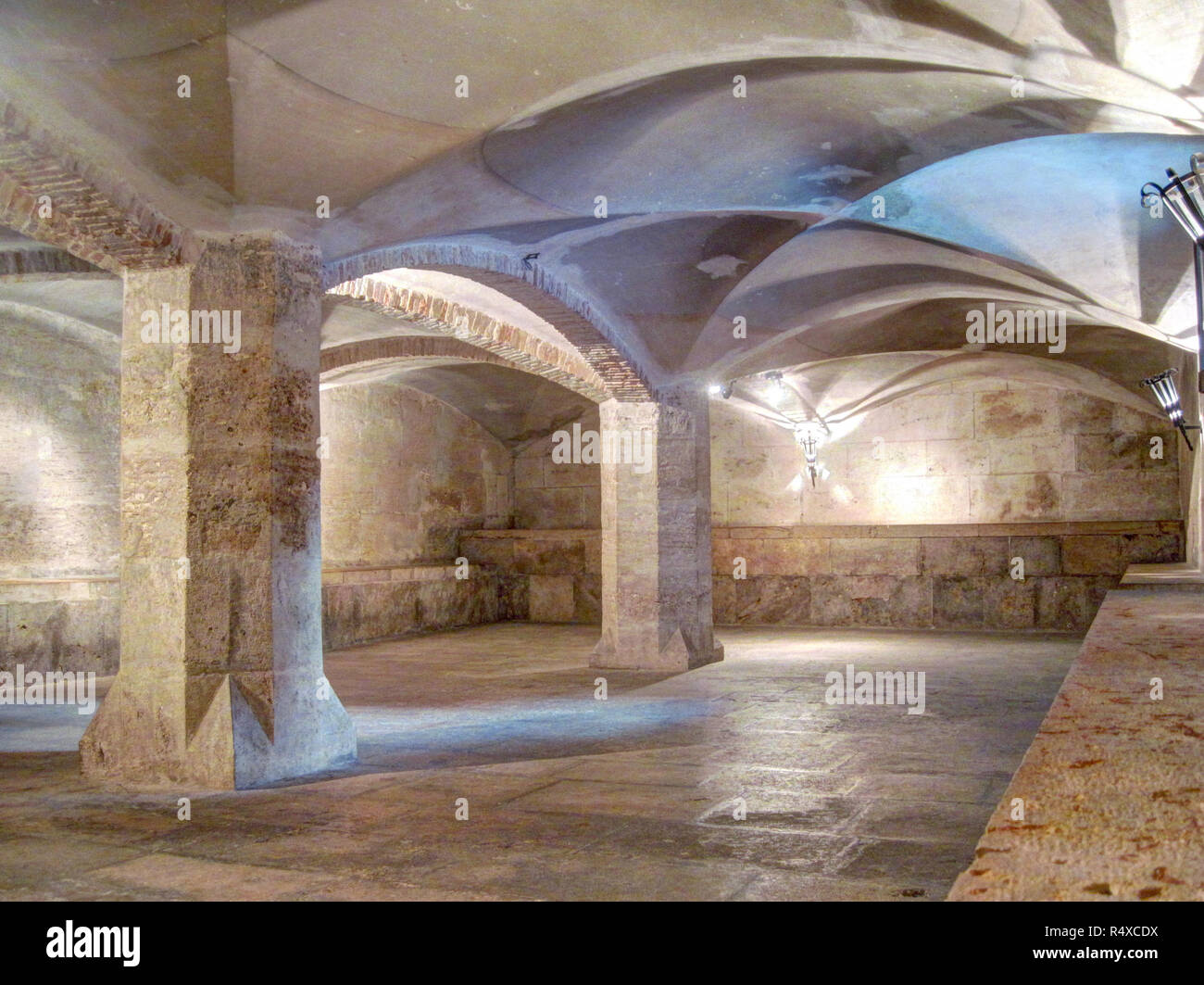 The stone made cellar with segmental arches vaults in Silk Exchange ...