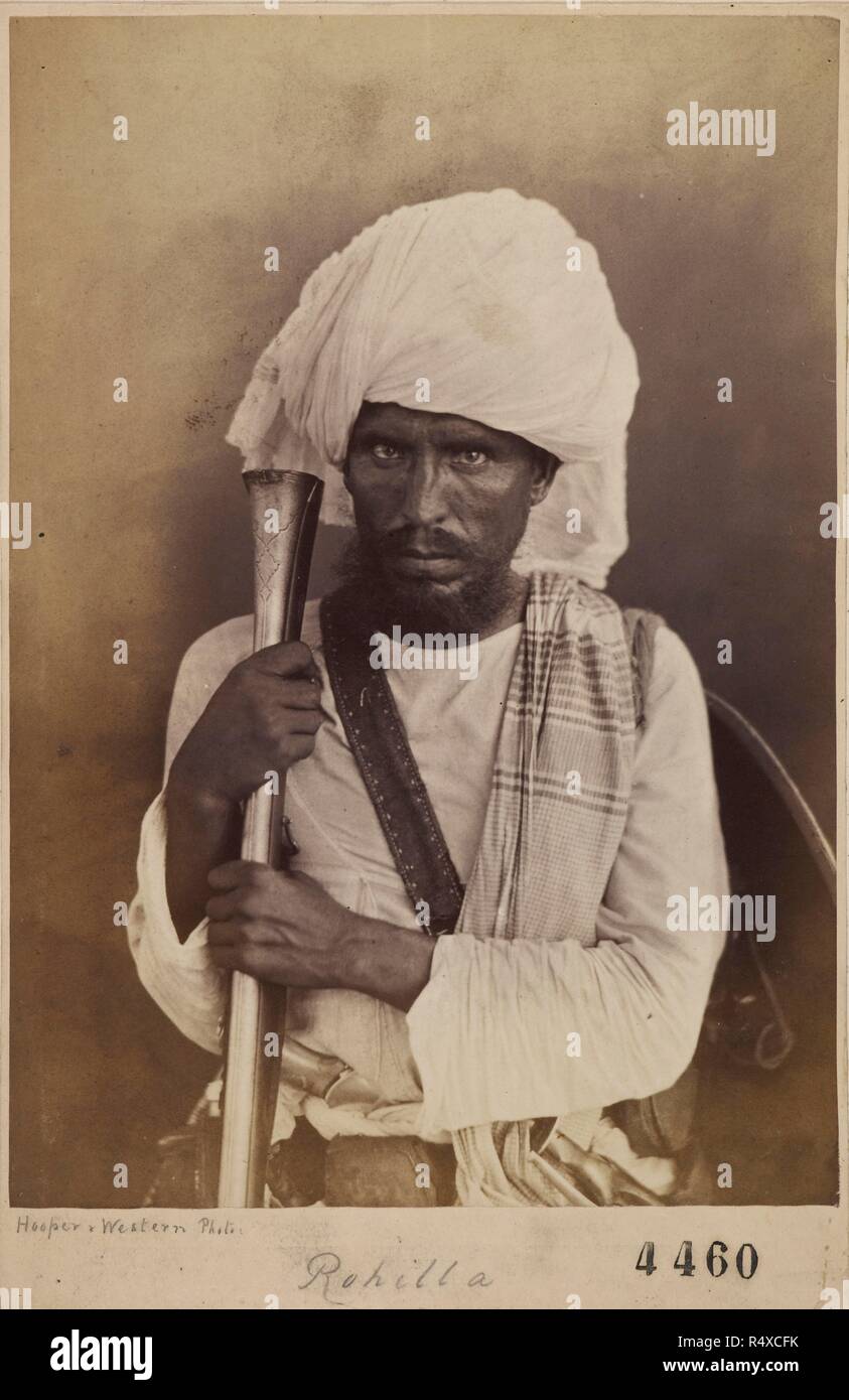 Portrait of a Rohilla, a tribesman of the Pashtun or northern tribe ...