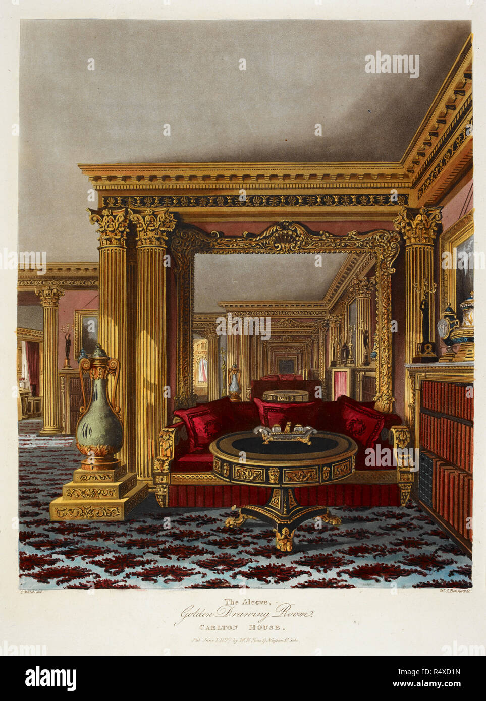 The alcove Golden drawing room Carlton house, Colour illustration ...