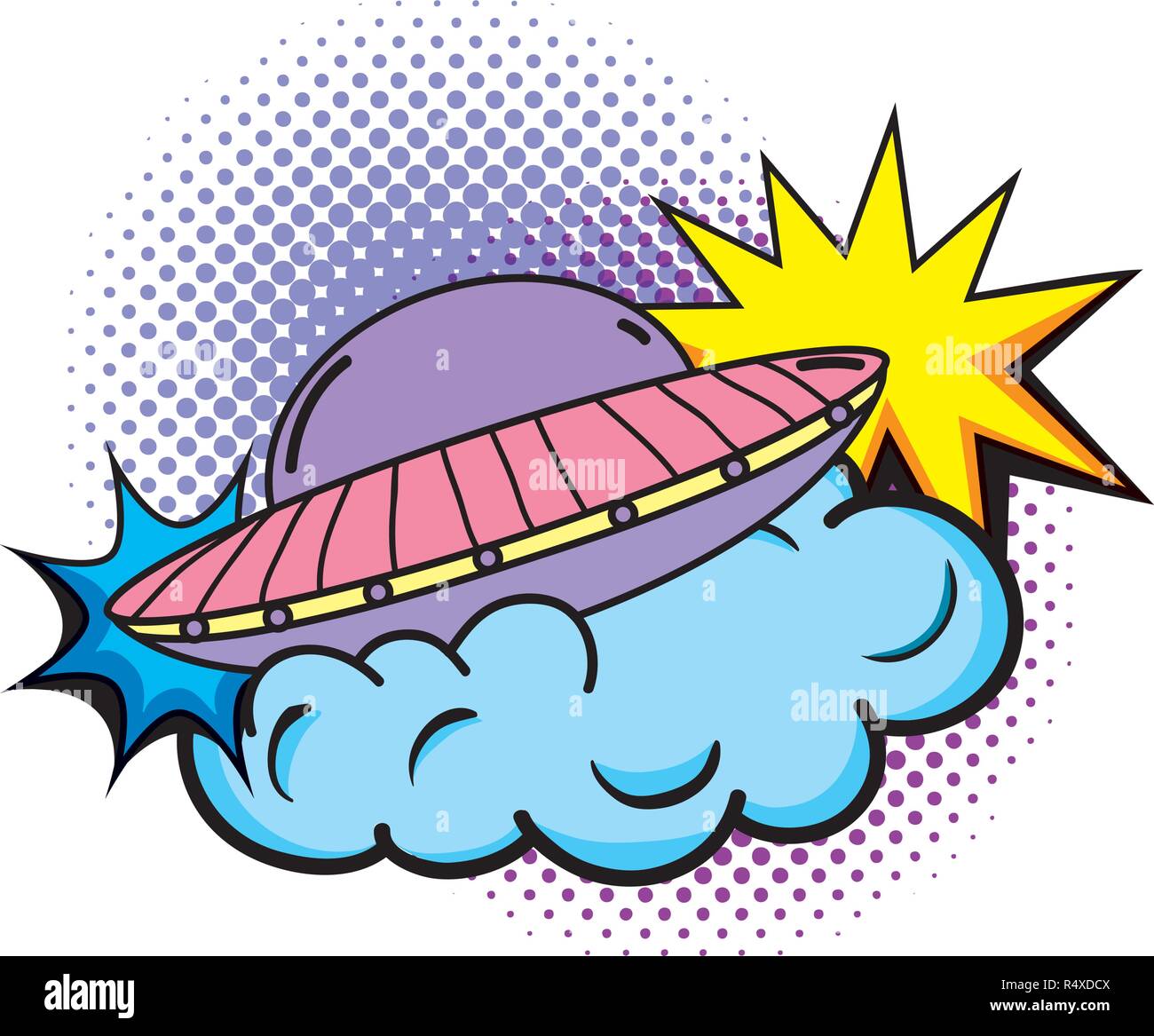 ufo flying with pop art style vector illustration design Stock Vector ...