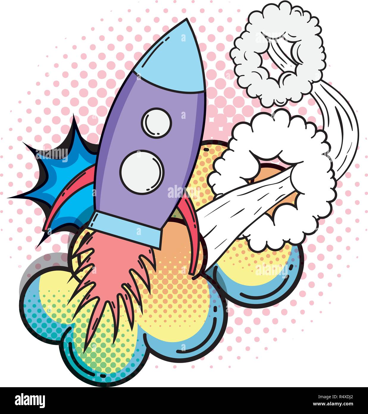 rocket flying pop art style vector illustration design Stock Vector ...