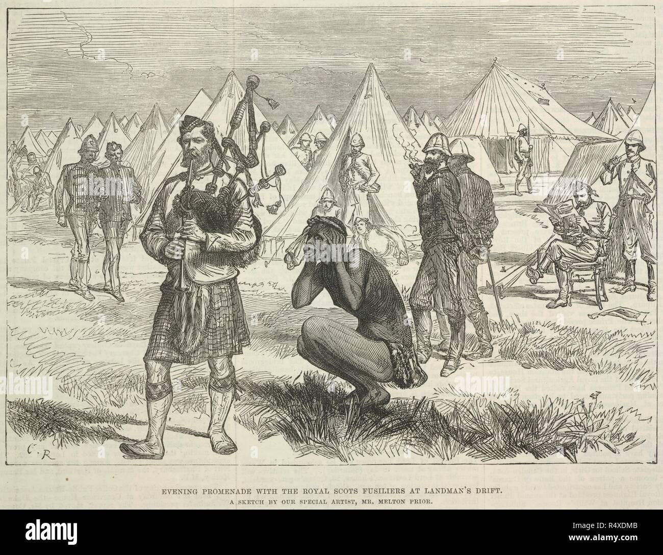 Evening promenade with the Royal Scots fusiliers at Landsman's drift. A ...