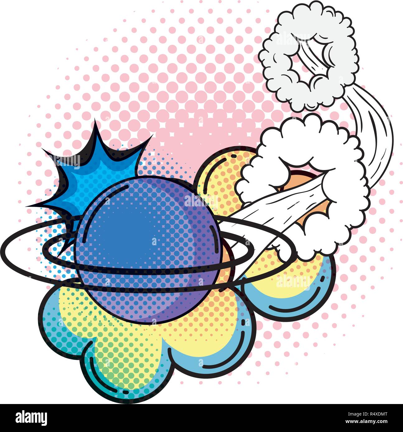 saturn planet pop art icon vector illustration design Stock Vector ...