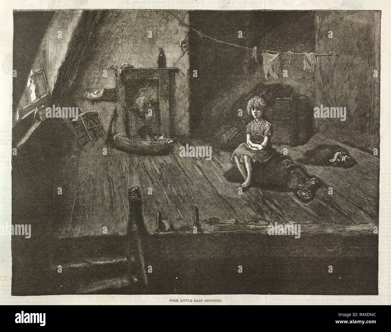 'Poor little baby sentinel'. An unhappy child sitting in an attic. Ally ...