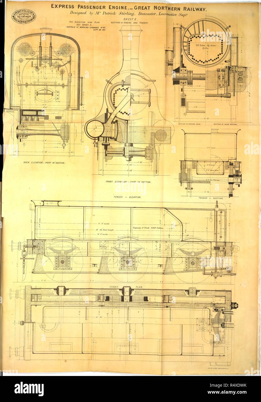 Express passenger engine. The Engineer. 3rd November 1871. A drawing of ...