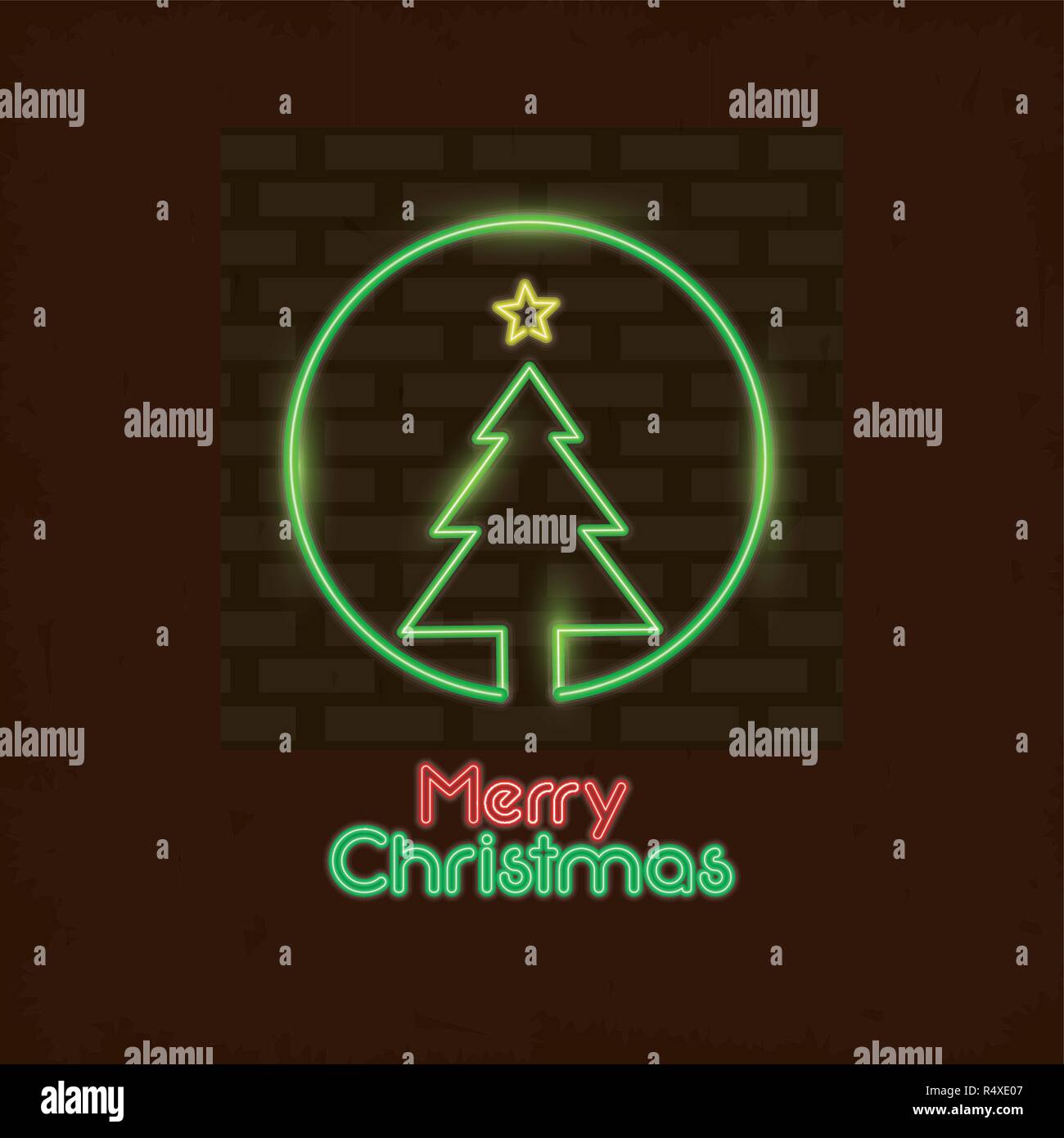 merry christmas card neon light Stock Vector Image & Art - Alamy