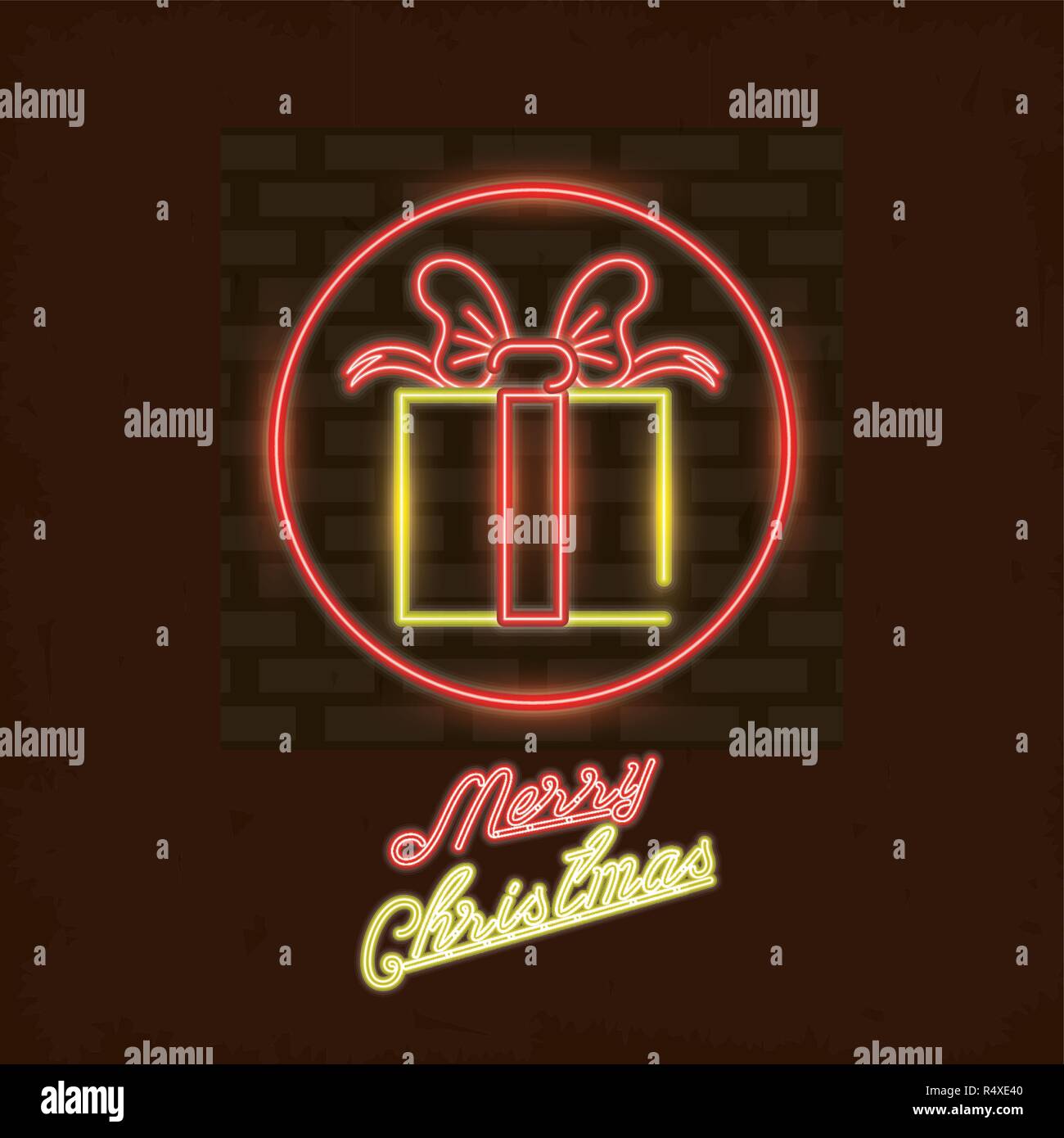 merry christmas card neon light Stock Vector Image & Art - Alamy