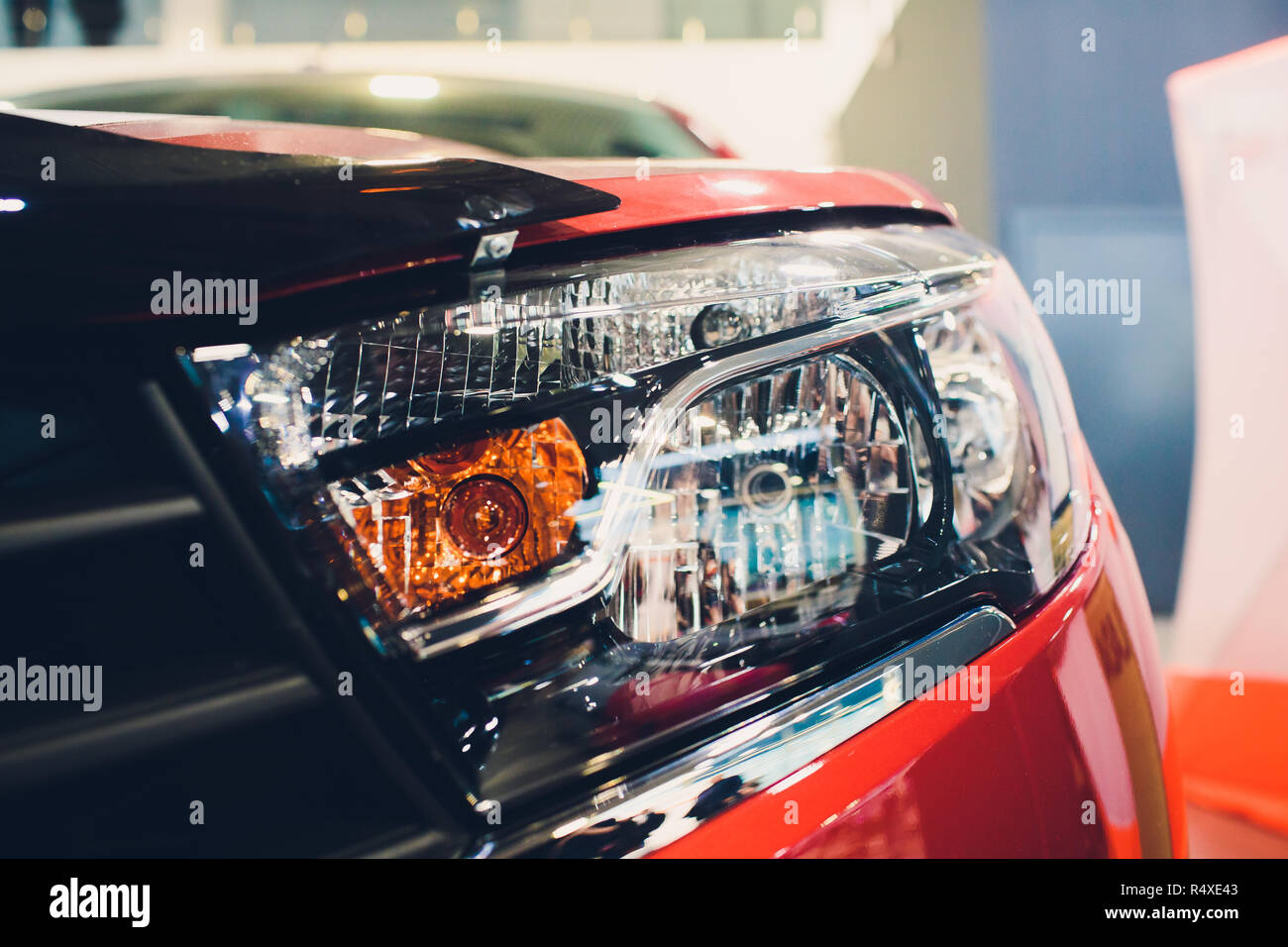 Close up detail on one of the LED headlights modern car Stock Photo - Alamy