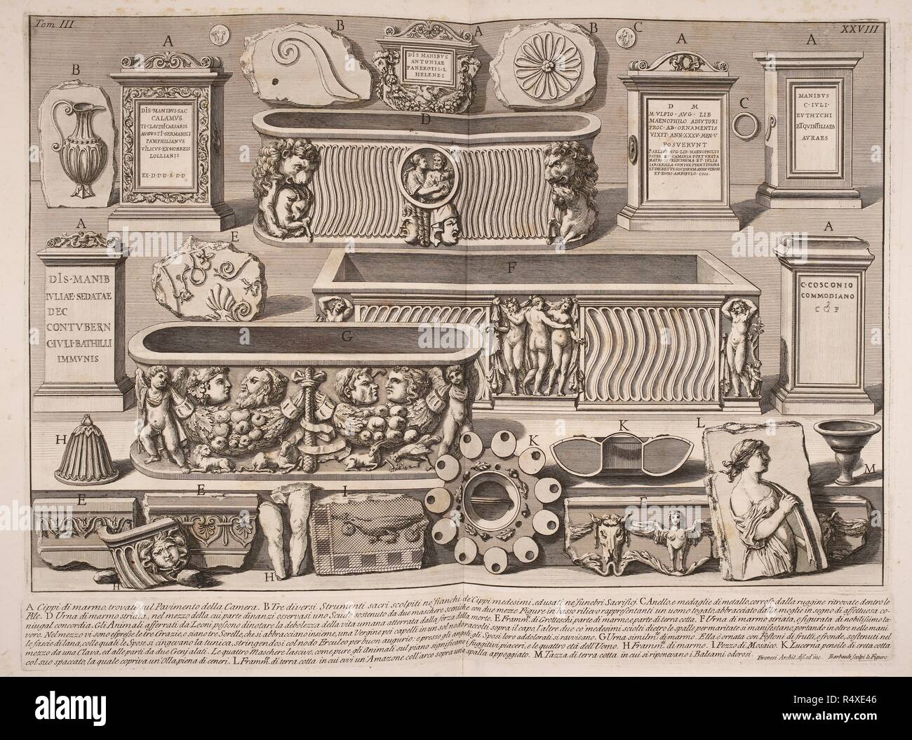 Illustration of objects, troughs and vessels for book on Ancient Rome ...