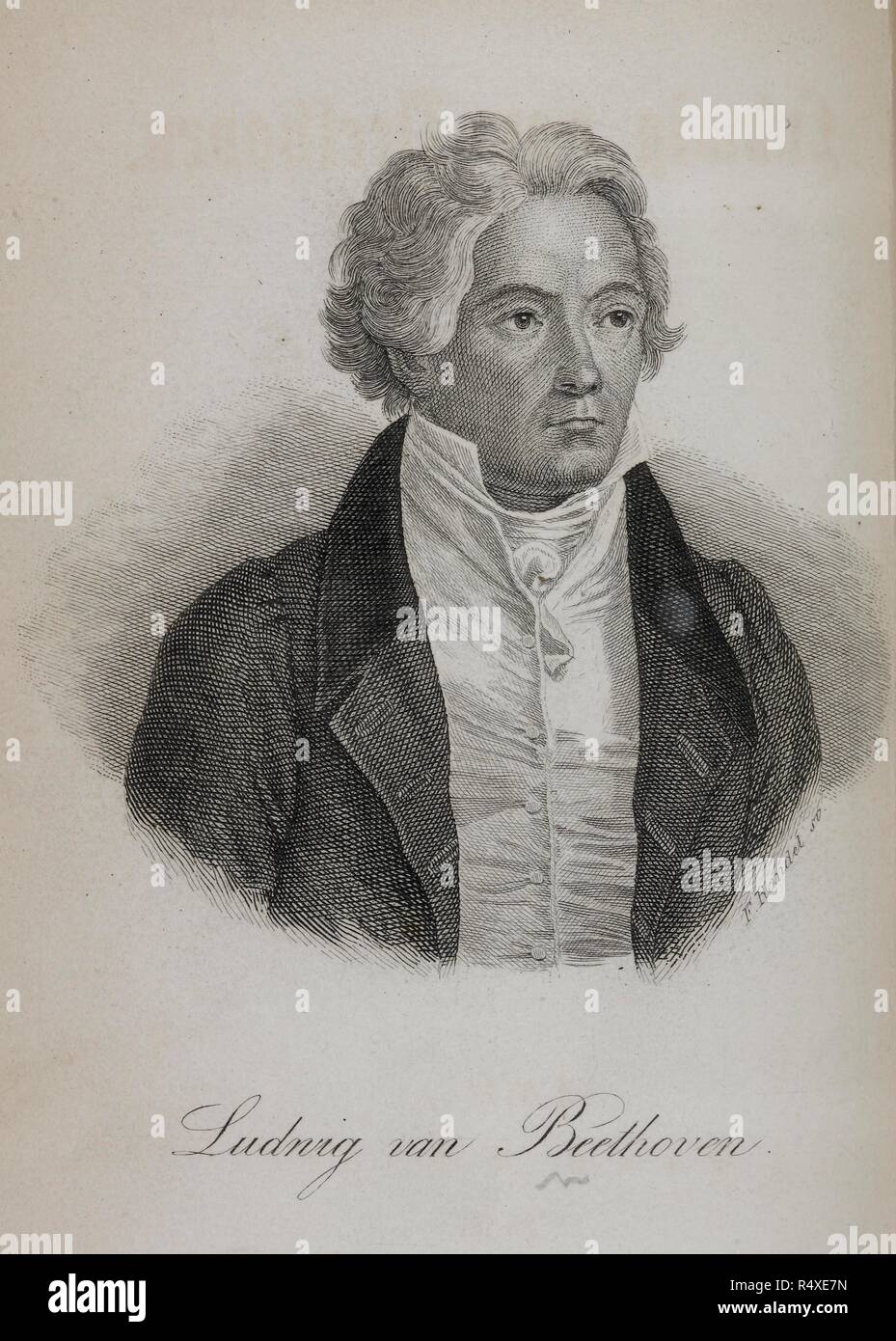 German portrait plate. Drawing the composer Ludwig von Beethoven ...